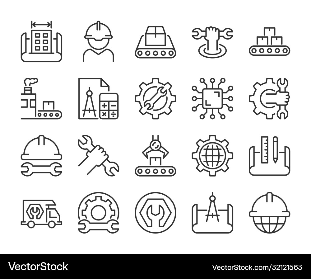 Engineering & Manufacturing Icons Royalty Free Vector