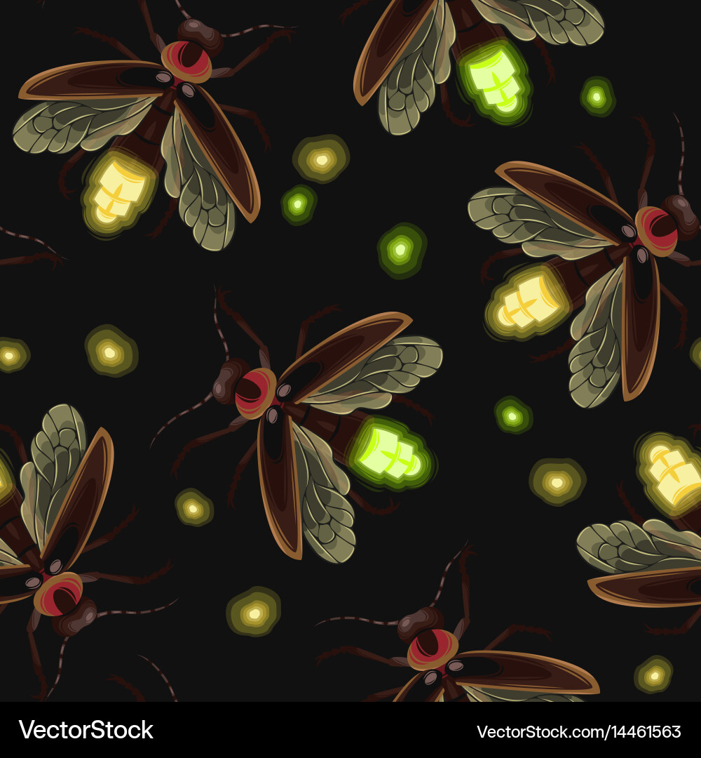 Firefly seamless pattern Royalty Free Vector Image