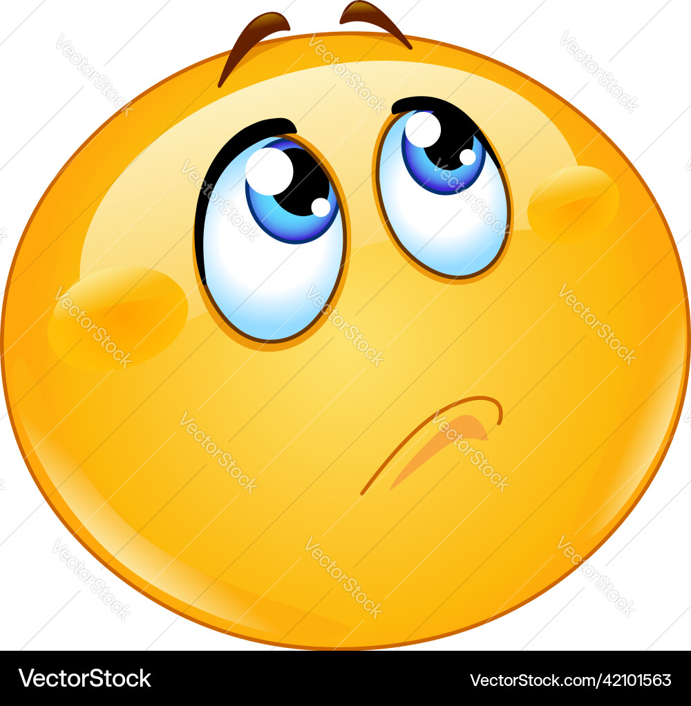 Sad thinking emoticon Royalty Free Vector Image