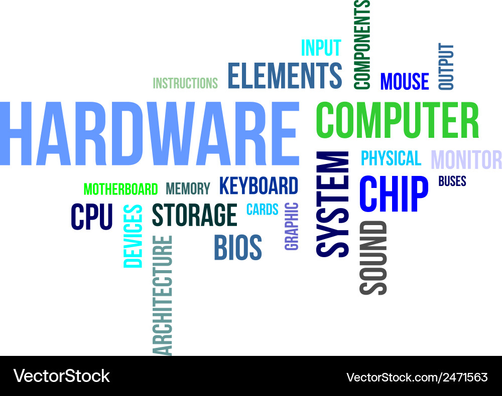 Word cloud hardware Royalty Free Vector Image - VectorStock
