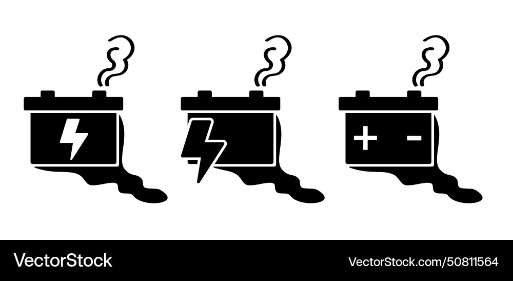 Battery acid leaking batteries leak Royalty Free Vector