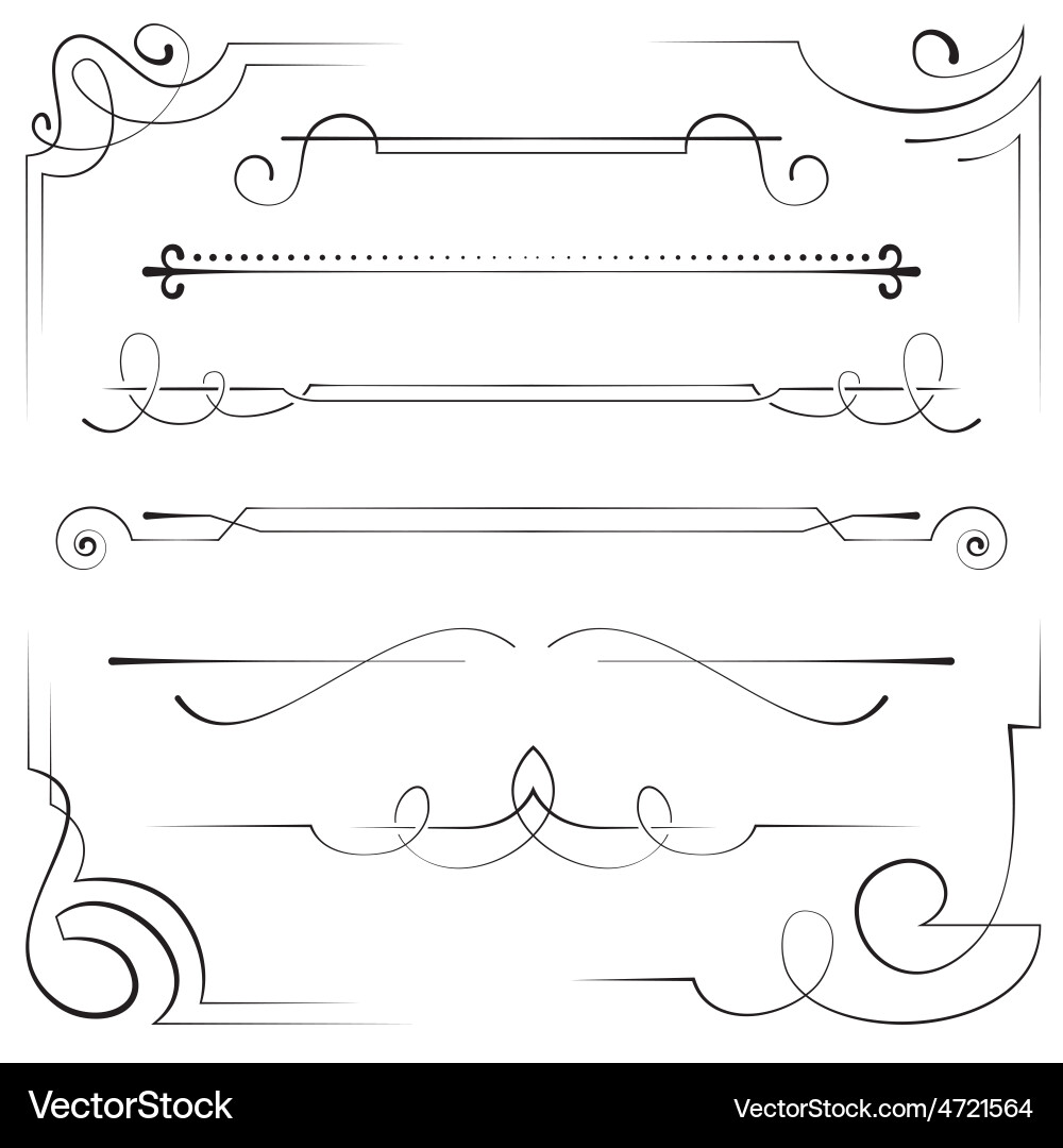 Decorative Swirl Border Set Royalty Free Vector Image