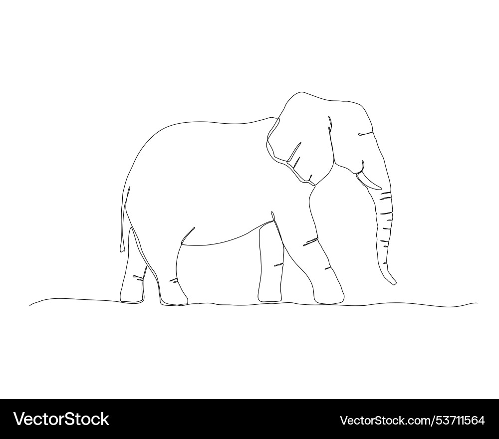 Elephant one line sketch hand drawn doodle Vector Image