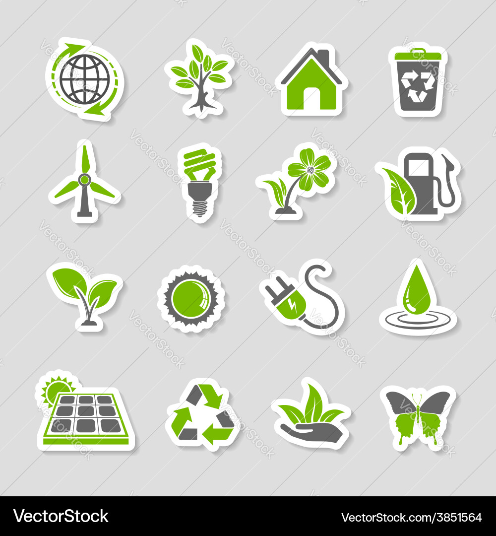 Environment icons sticker set Royalty Free Vector Image