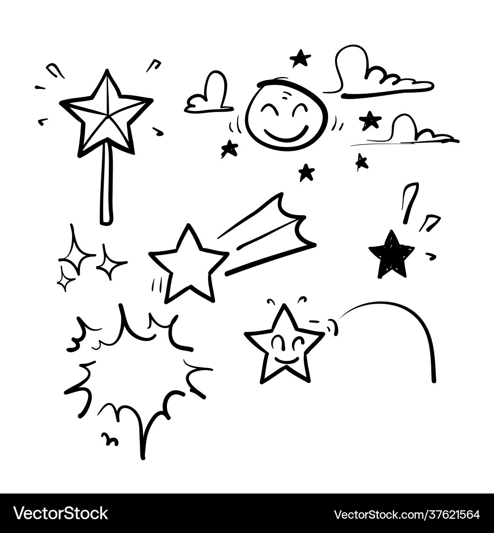 Hand drawn doodle element collection isolated Vector Image