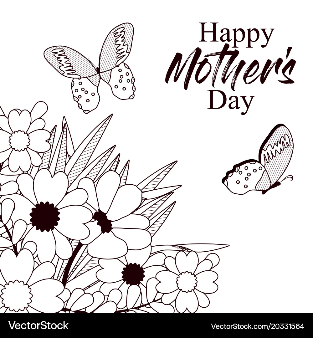 Happy mothers day card with butterflies Royalty Free Vector