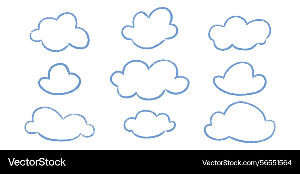Kid crayon chalk cloud doodle set - lovely Vector Image