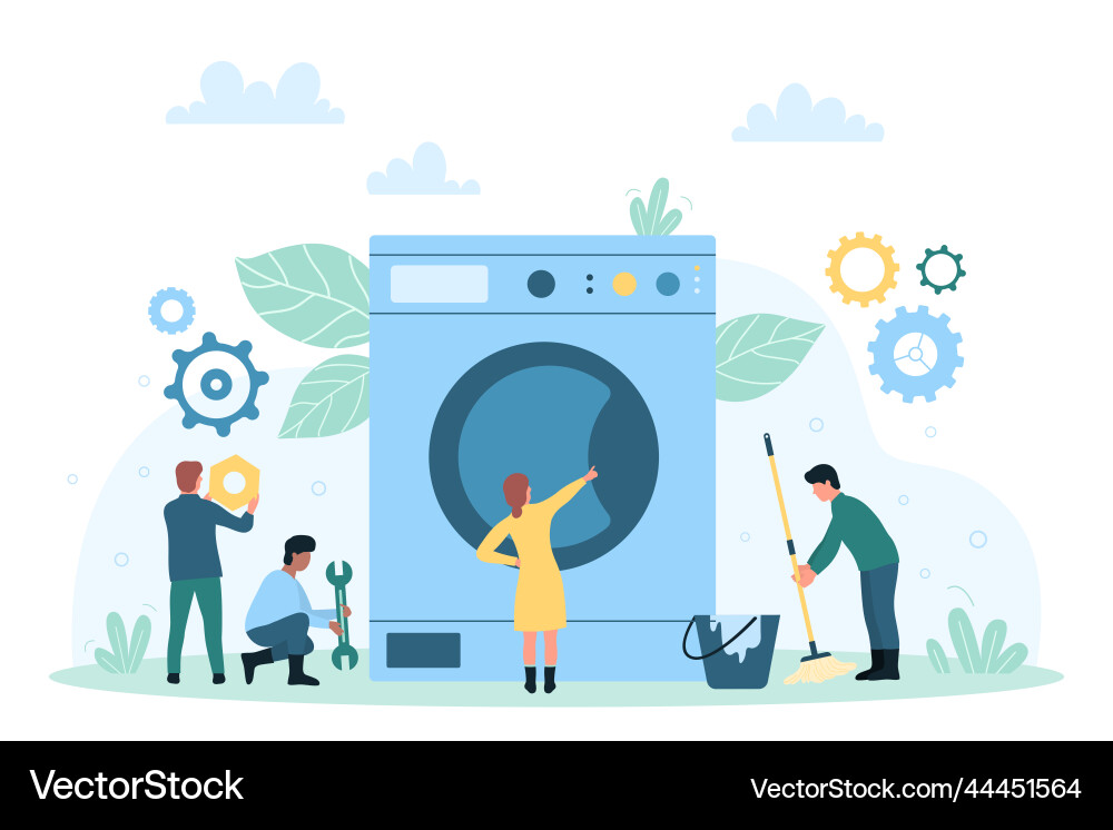 Laundry washing machine repair and maintenance Vector Image
