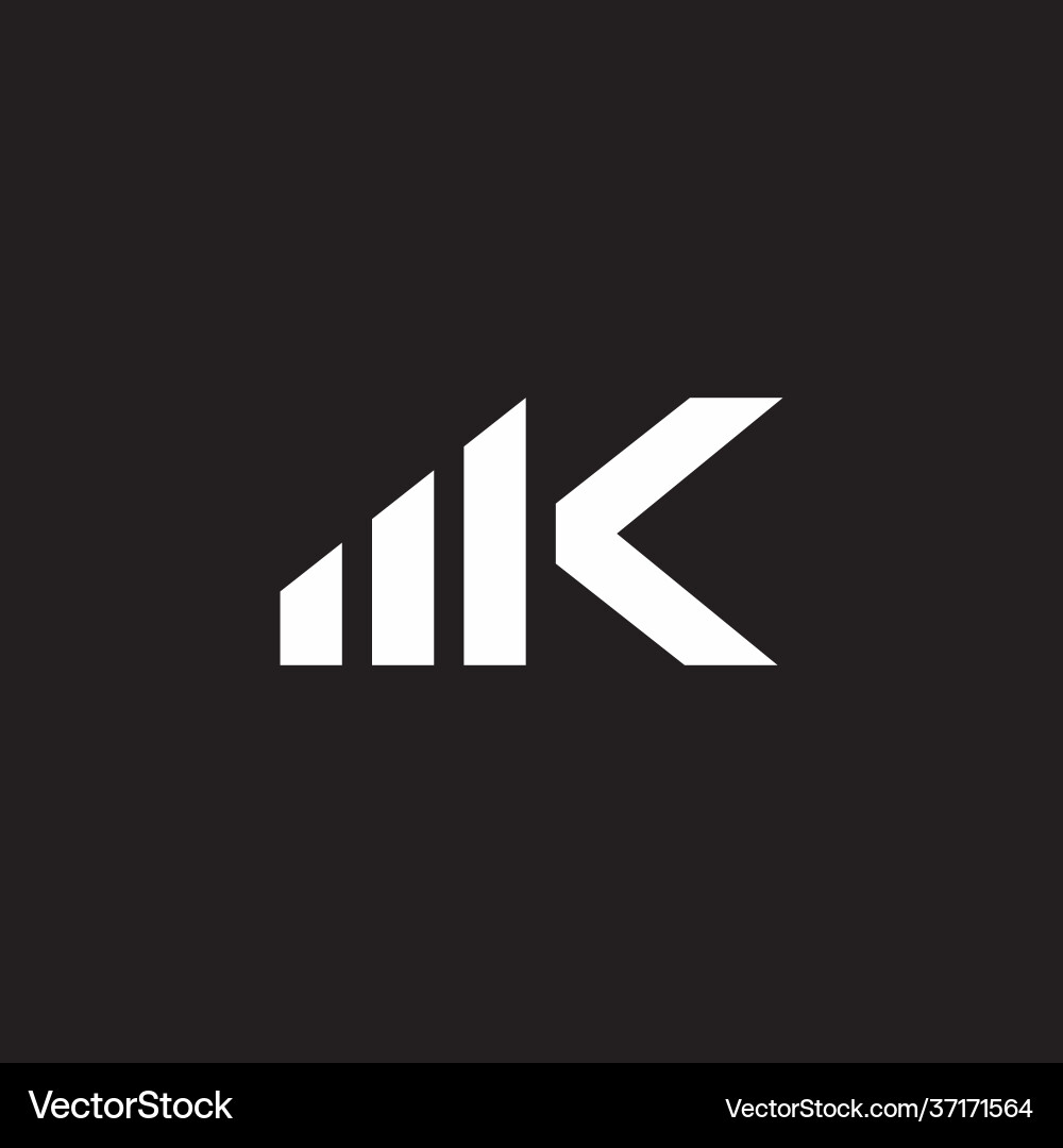 Letter m k simple mobile phone signal techno logo Vector Image