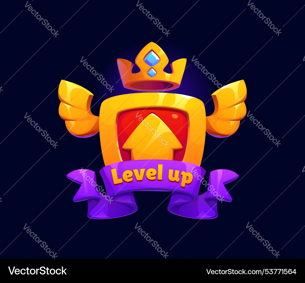 Level Up Reward Icon - Crown & Shield Vector Image