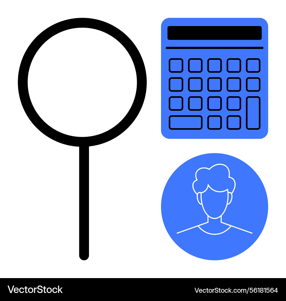 Magnifying glass calculator and user profile Vector Image