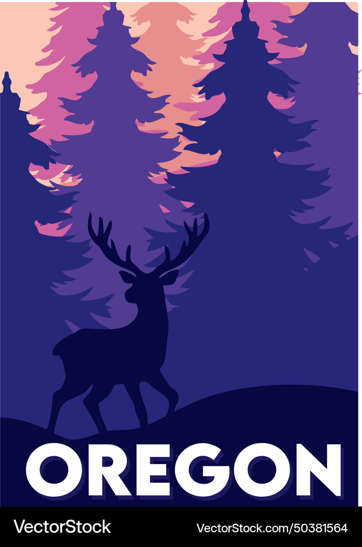 Oregon state with beautiful view Royalty Free Vector Image