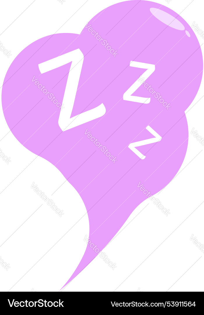 Purple cartoon speech bubble showing zzz text Vector Image