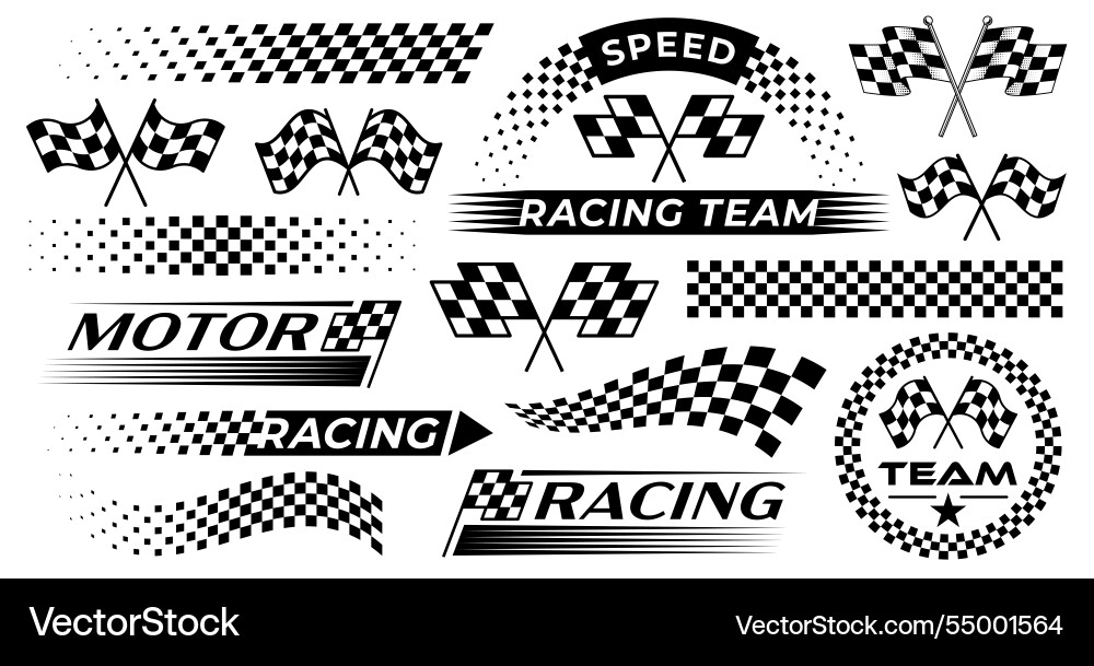 Racing black and white set car Royalty Free Vector Image