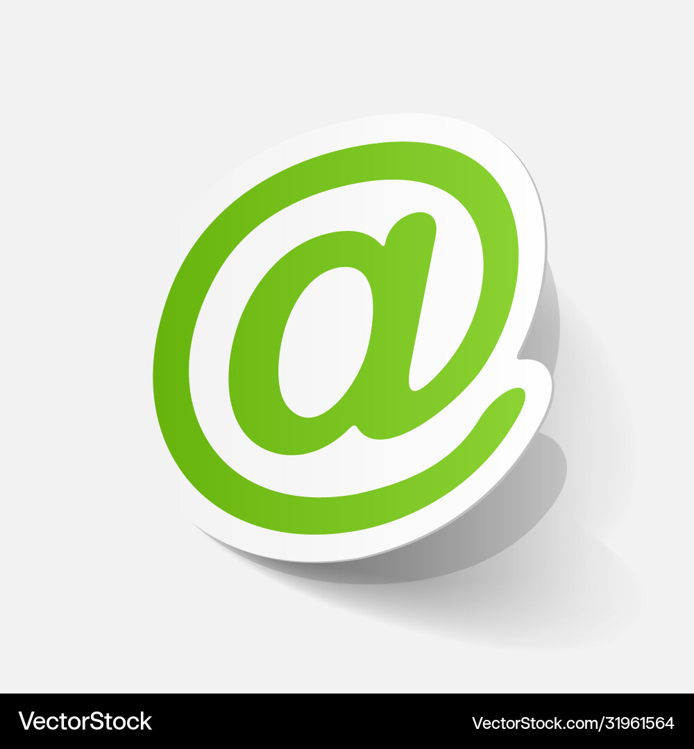 Realistic paper sticker e mail sign Royalty Free Vector