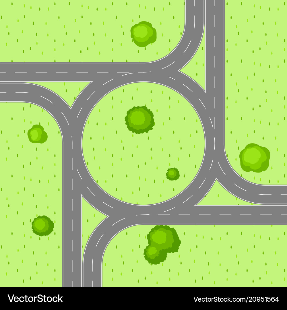 Top view of road junction Royalty Free Vector Image