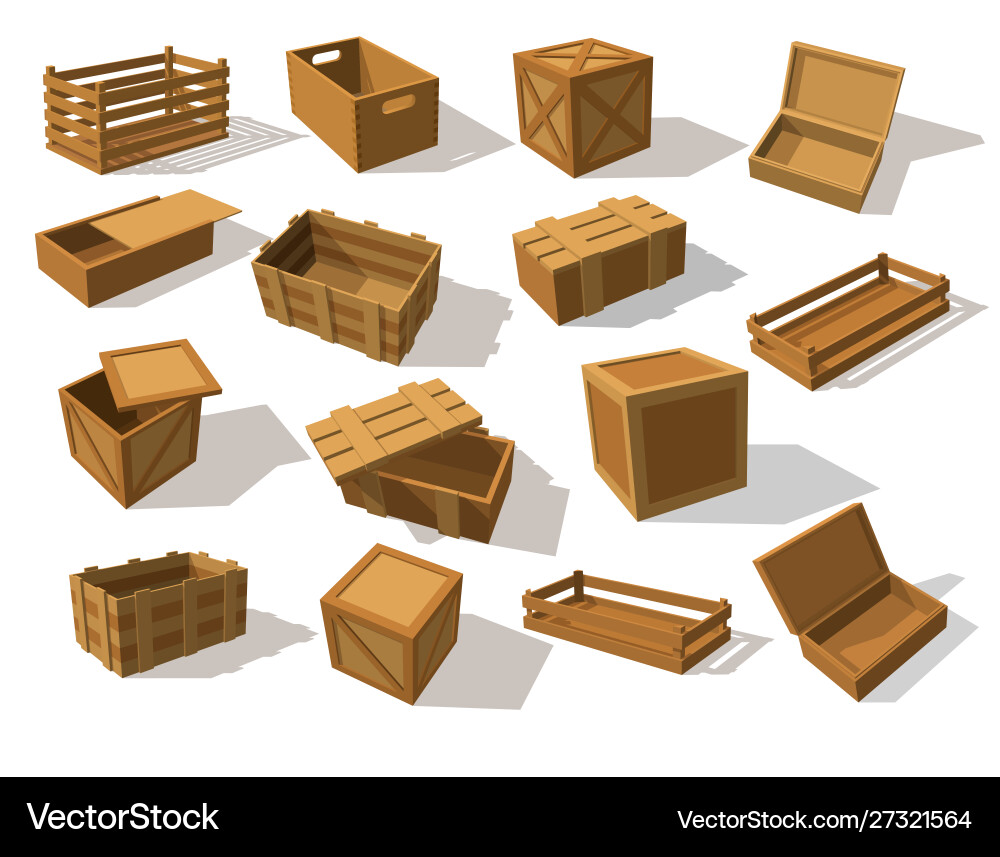 Wooden packs or wood boxes for packaging Vector Image