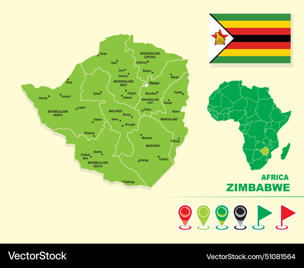 Zimbabwe map Royalty Free Vector Image - VectorStock