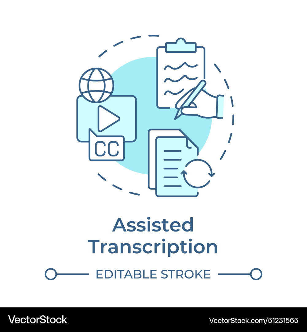 Assisted transcription soft blue concept icon Vector Image