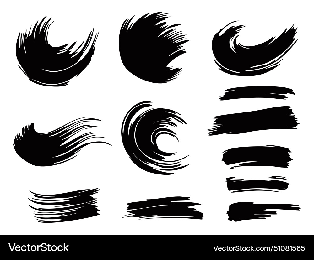 Brush strokes paintbrush set Royalty Free Vector Image