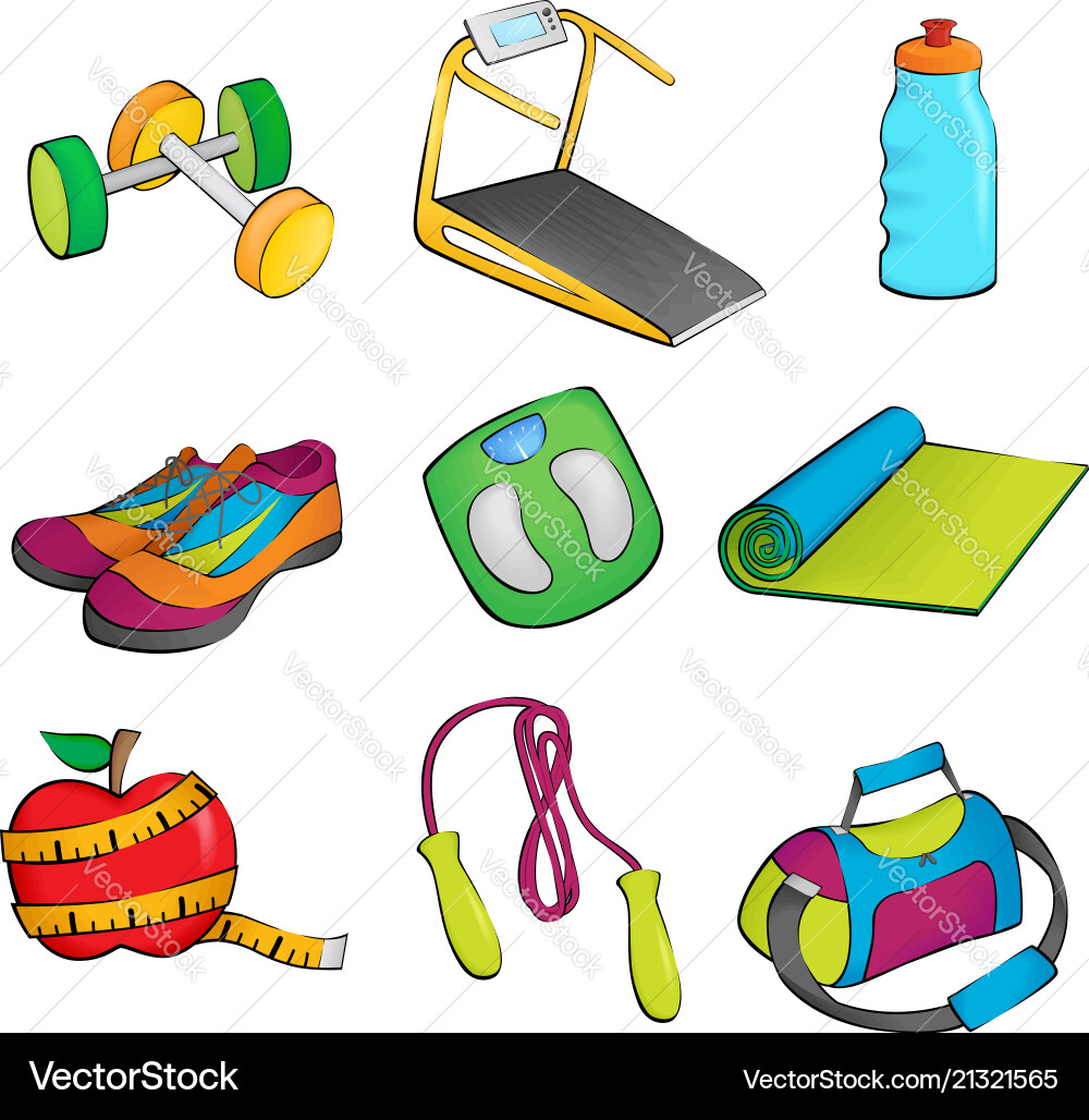 Exercise equipment icons Royalty Free Vector Image