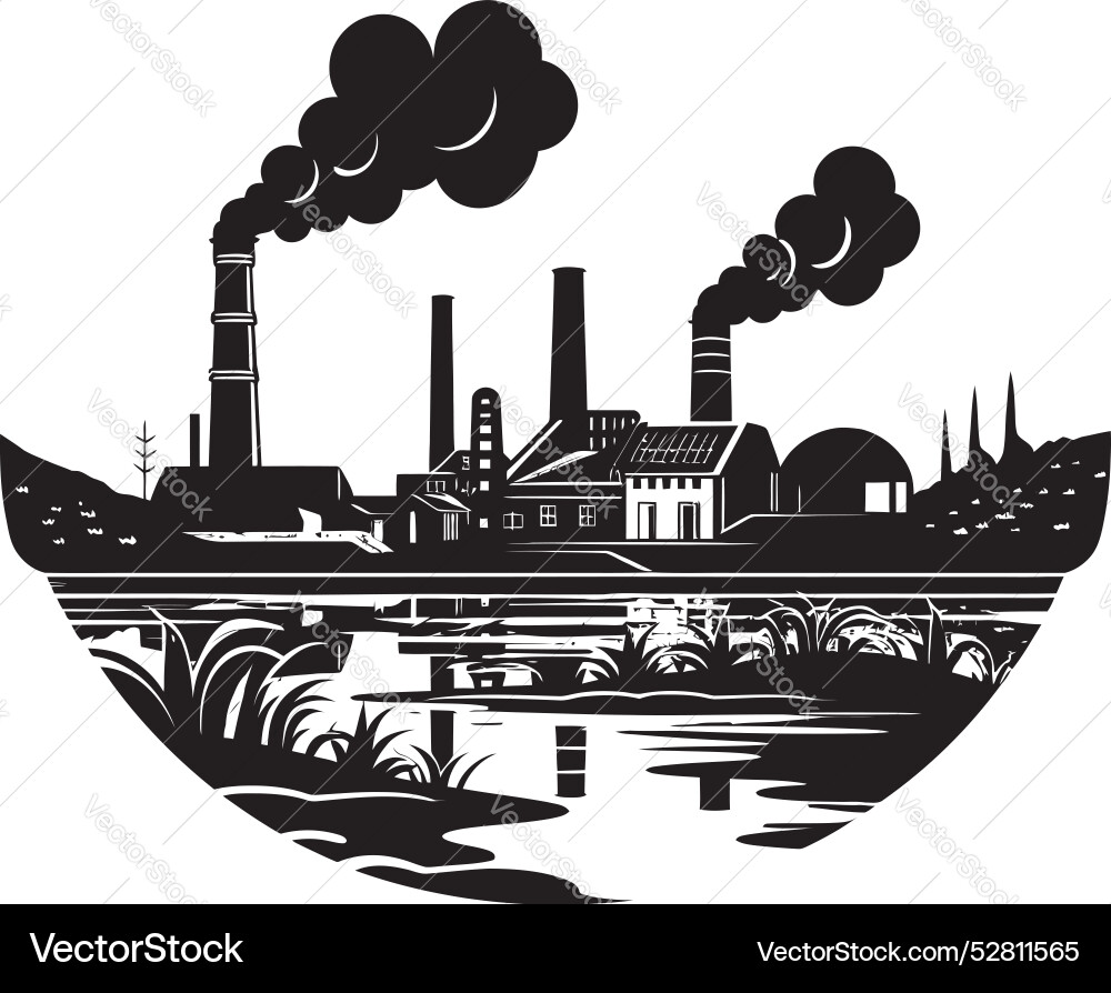 Hazyflow river water and air pollution symbol Vector Image