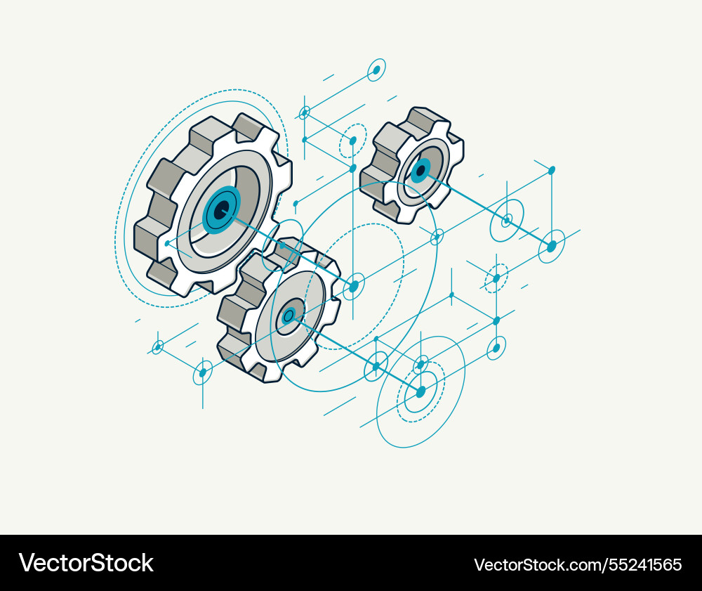 Mechanical engineering concept gears and cogs Vector Image