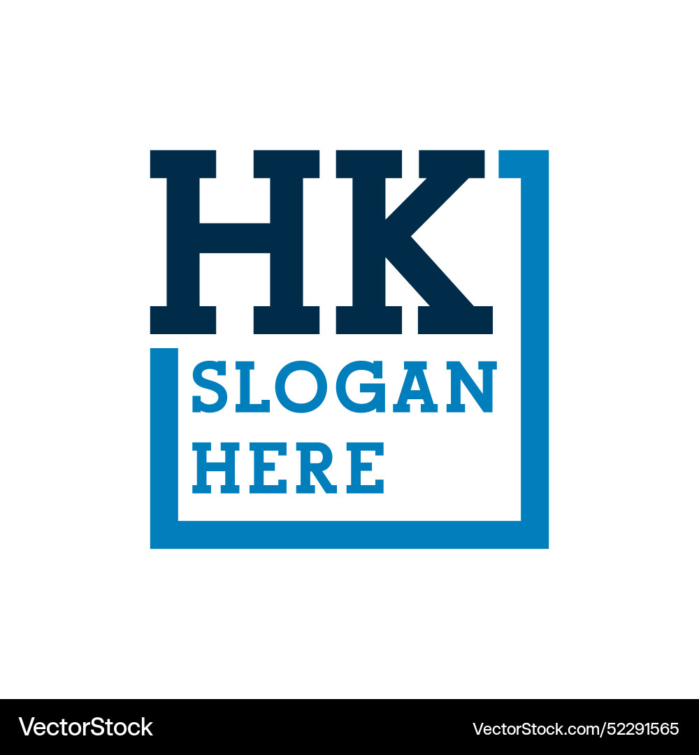 Minimal initials logo letters h and k hk initial Vector Image