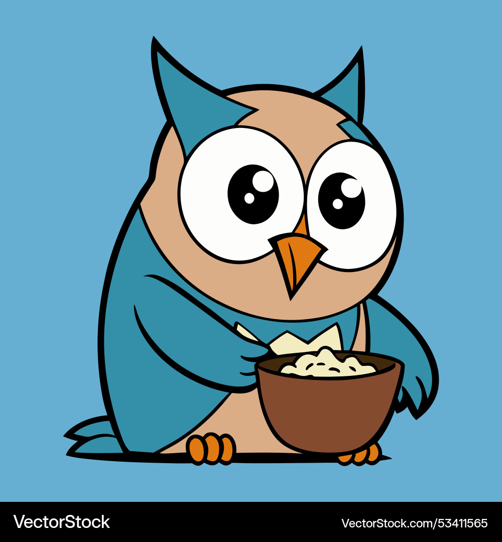 Owl feeding kawaii Royalty Free Vector Image - VectorStock