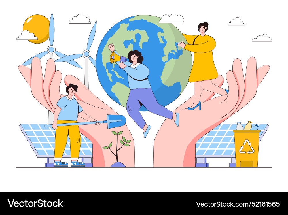 People trying to save planet from climate change Vector Image