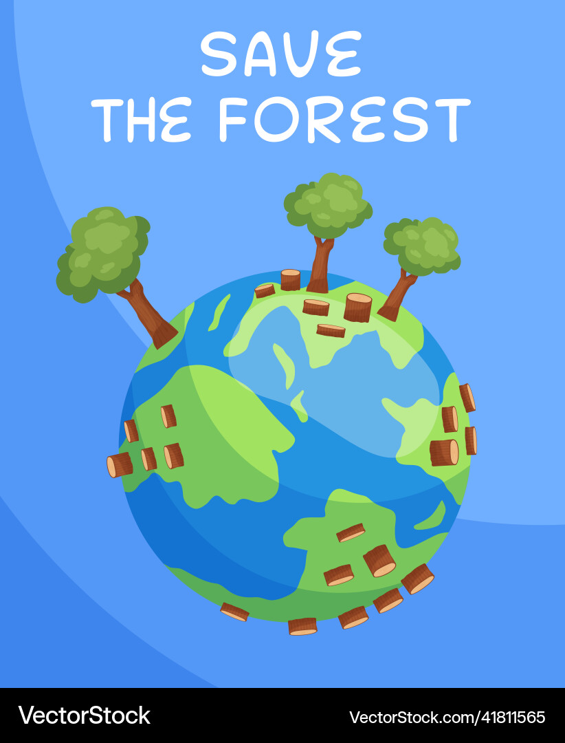 Save the forest vertical poster editable Vector Image