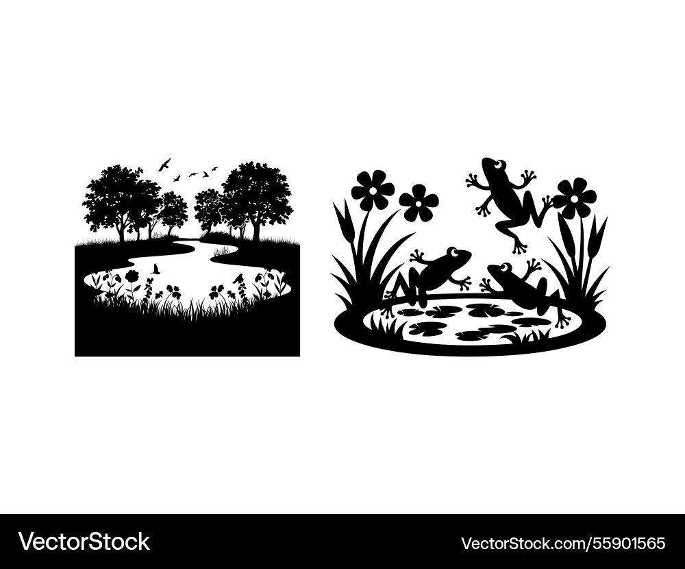 Scenic spring landscape silhouette nature Vector Image
