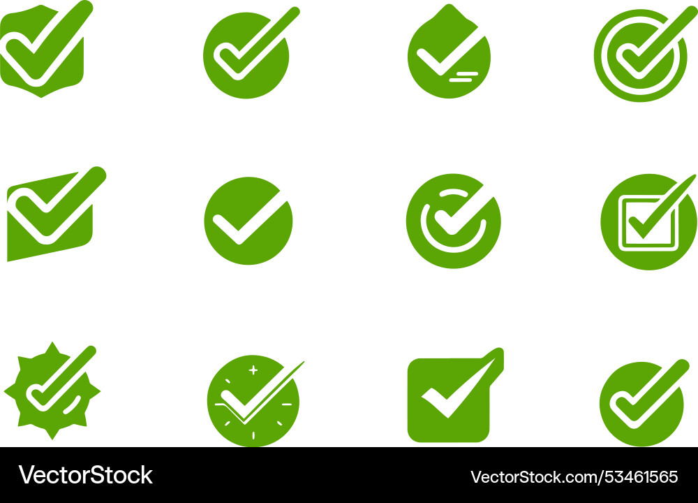 Set of green check mark icon Royalty Free Vector Image