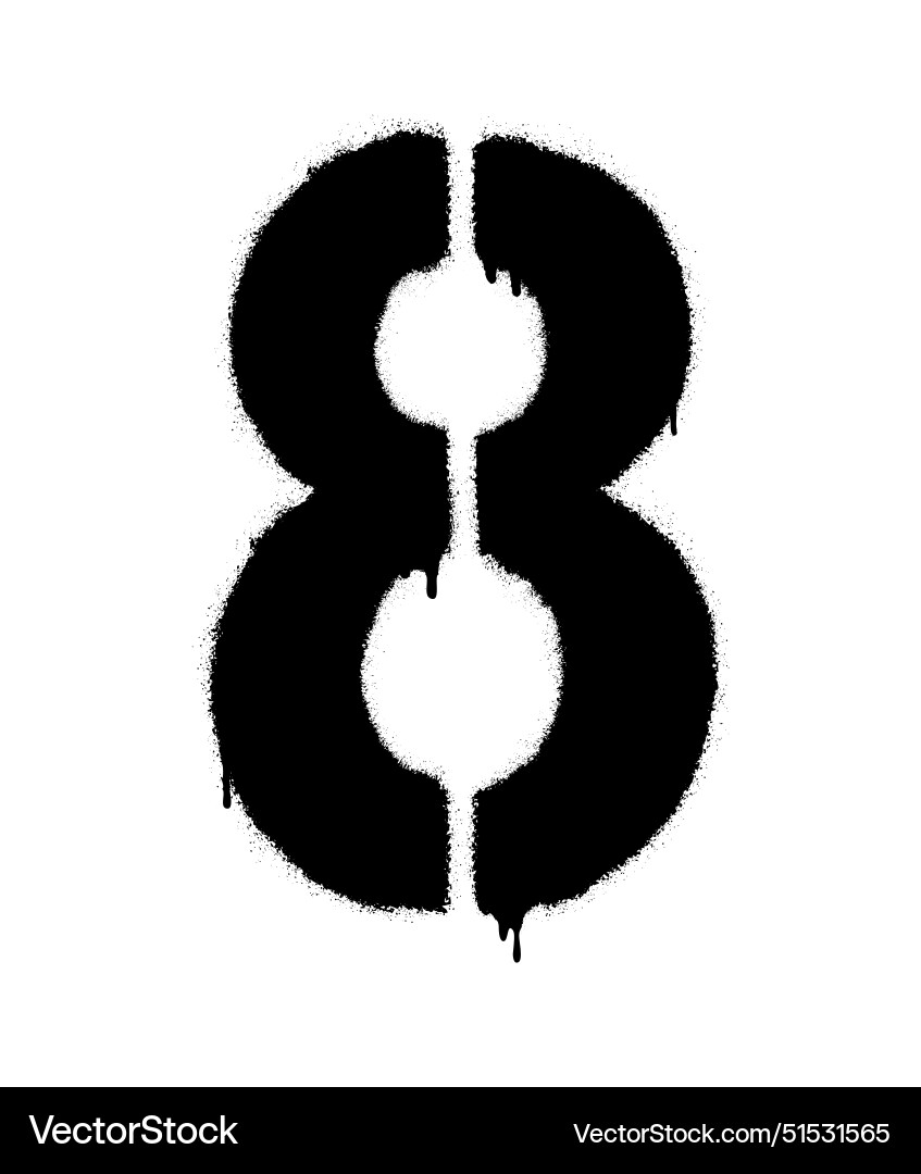 Stencil with the number 8 with paint smudges Vector Image