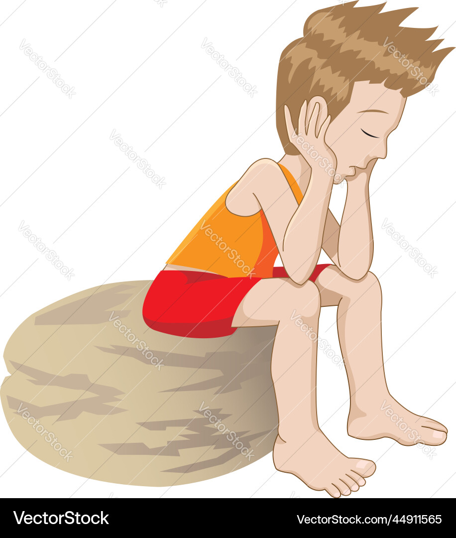 Thinking or bored kid cartoon Royalty Free Vector Image