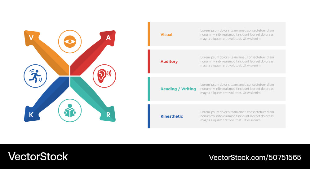 Vark learning styles infographics template Vector Image