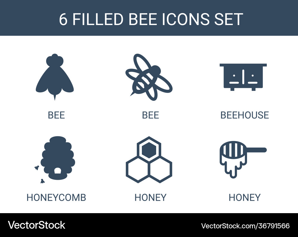 6 bee icons Royalty Free Vector Image - VectorStock