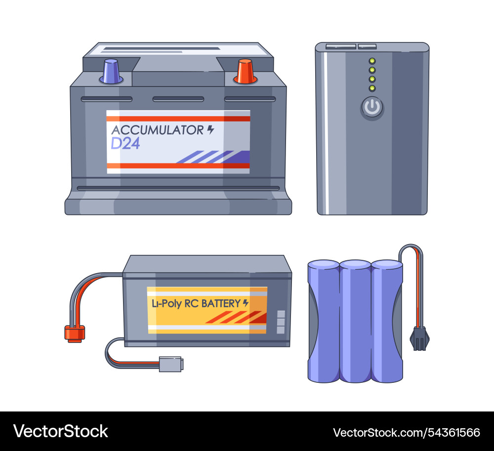 Alkaline cylinder and lithium polymer battery Vector Image