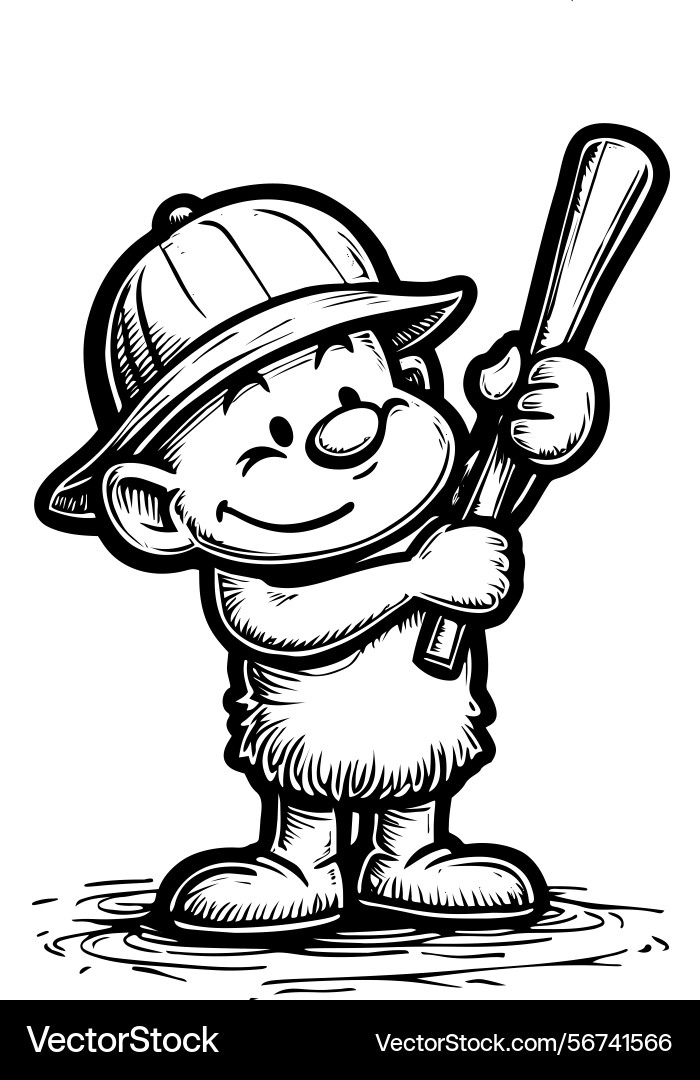 Baseball batter isolated coloring page ima Vector Image