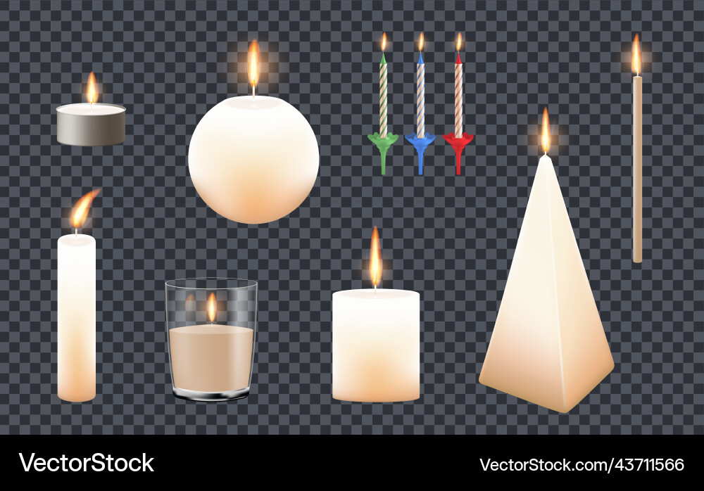 Candle forms realistic set Royalty Free Vector Image
