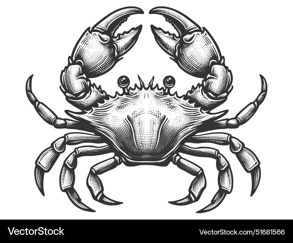 Crab engraving sketch Royalty Free Vector Image