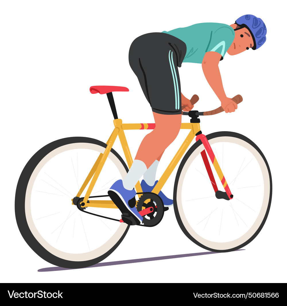 Dedicated sportsman cyclist skillfully maneuvers Vector Image