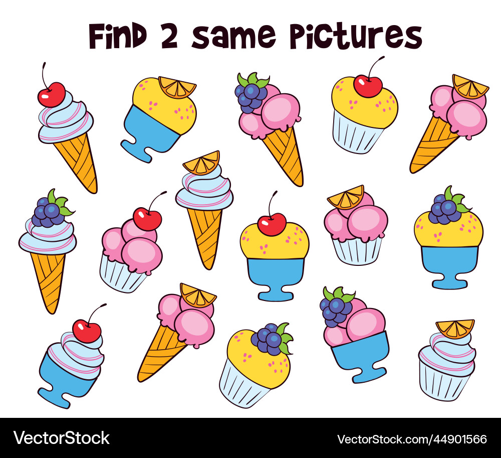 Find two same pictures identical ice Royalty Free Vector