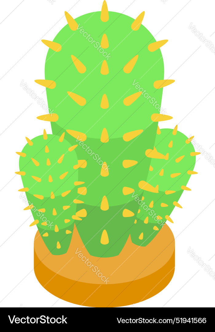 Green cactus growing in pot isometric Royalty Free Vector
