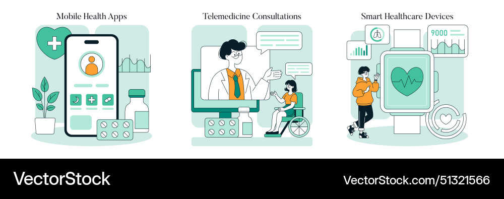 Healthcare innovation flat Royalty Free Vector Image