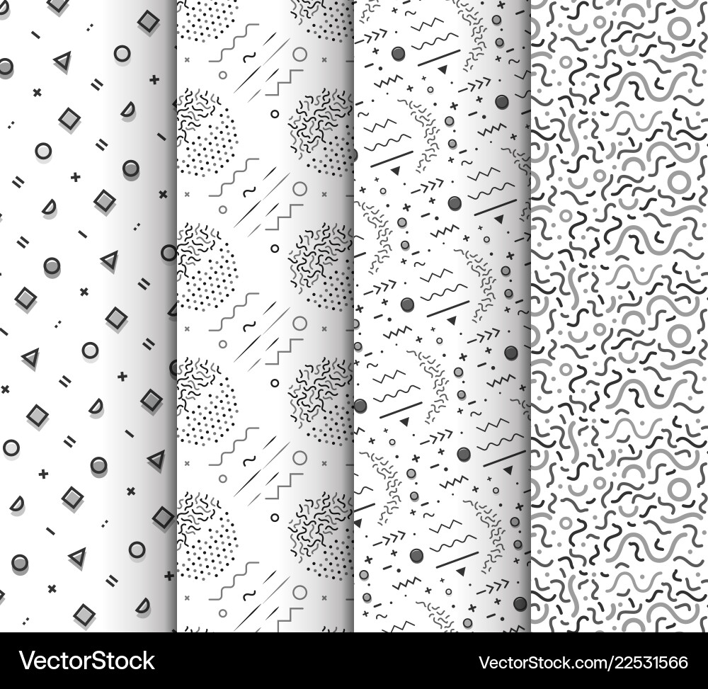 Memphis Seamless Patterns - Swatches Royalty Free Vector