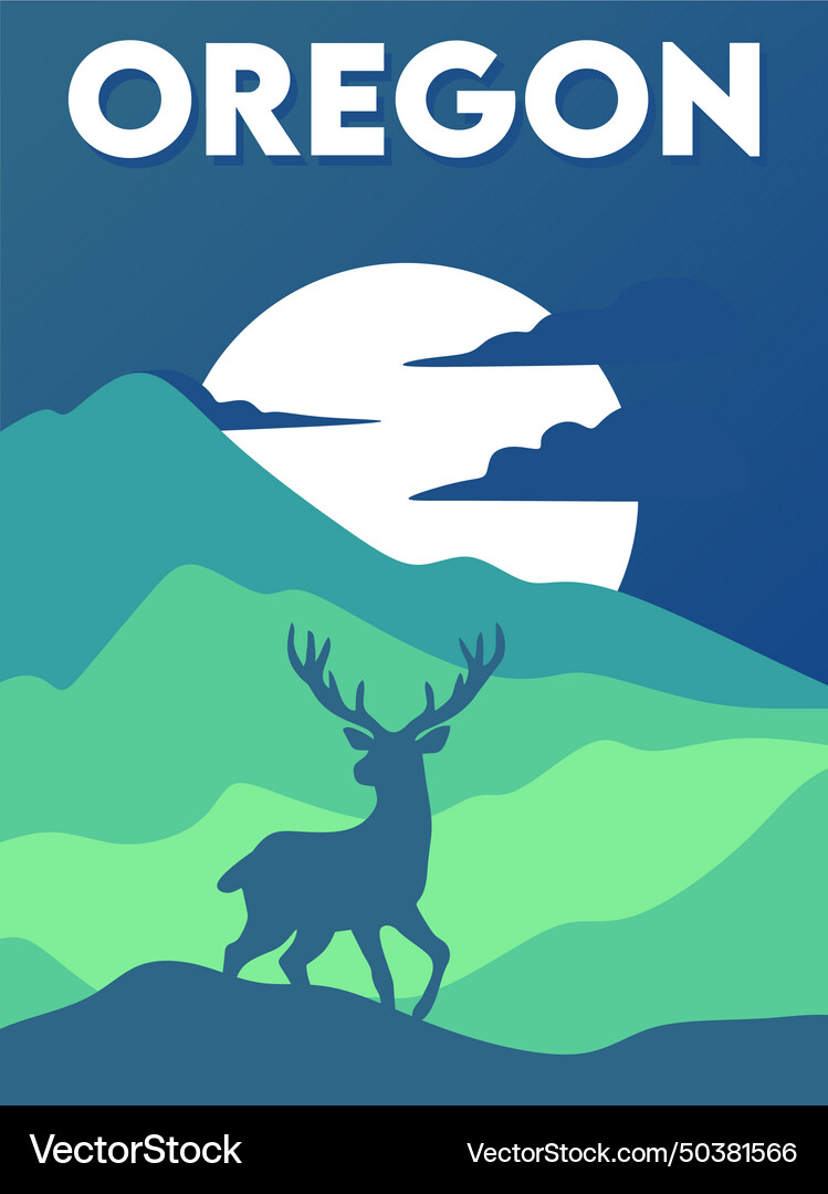 Oregon state with beautiful view Royalty Free Vector Image