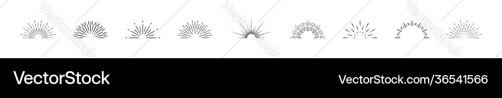 Sunburst lines circle half burst sun Royalty Free Vector