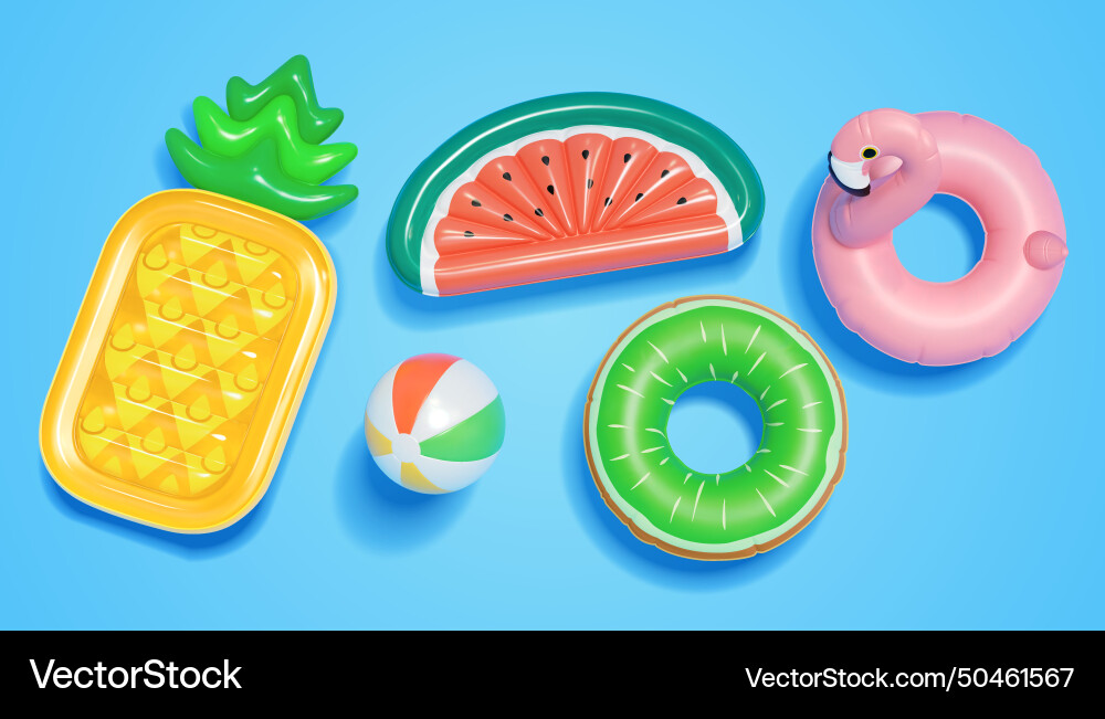 3d swim pool float toys Royalty Free Vector Image