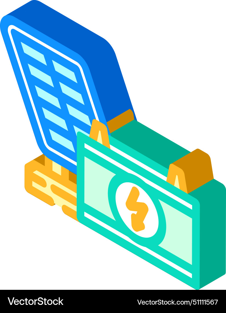 Battery solar panel isometric icon Royalty Free Vector Image